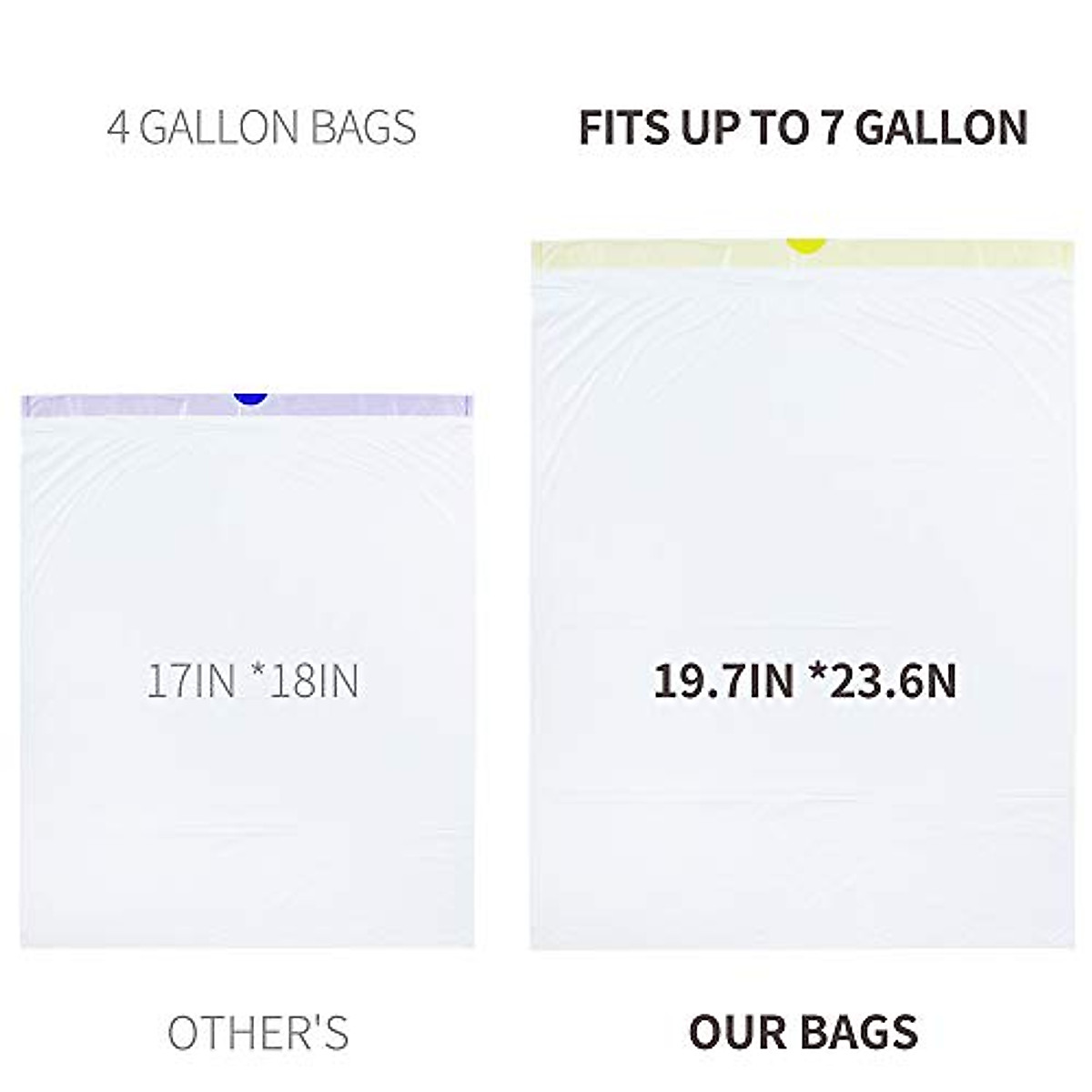 Trash Bags 4 Gallon Drawstring Bathroom 5 Gallon Garbage Bags Small White Ultra Strong Trash Bin Liners 5-7 Gallon for Bathroom Kitchens Office (5-7 GAL 90 Count)