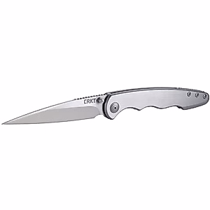 CRKT Flat Out EDC Folding Pocket Knife: Everyday Carry, Satin Blade, Assisted Open, Frame Lock, Stainless Steel Handle, Deep Carry Pocket Clip 7016