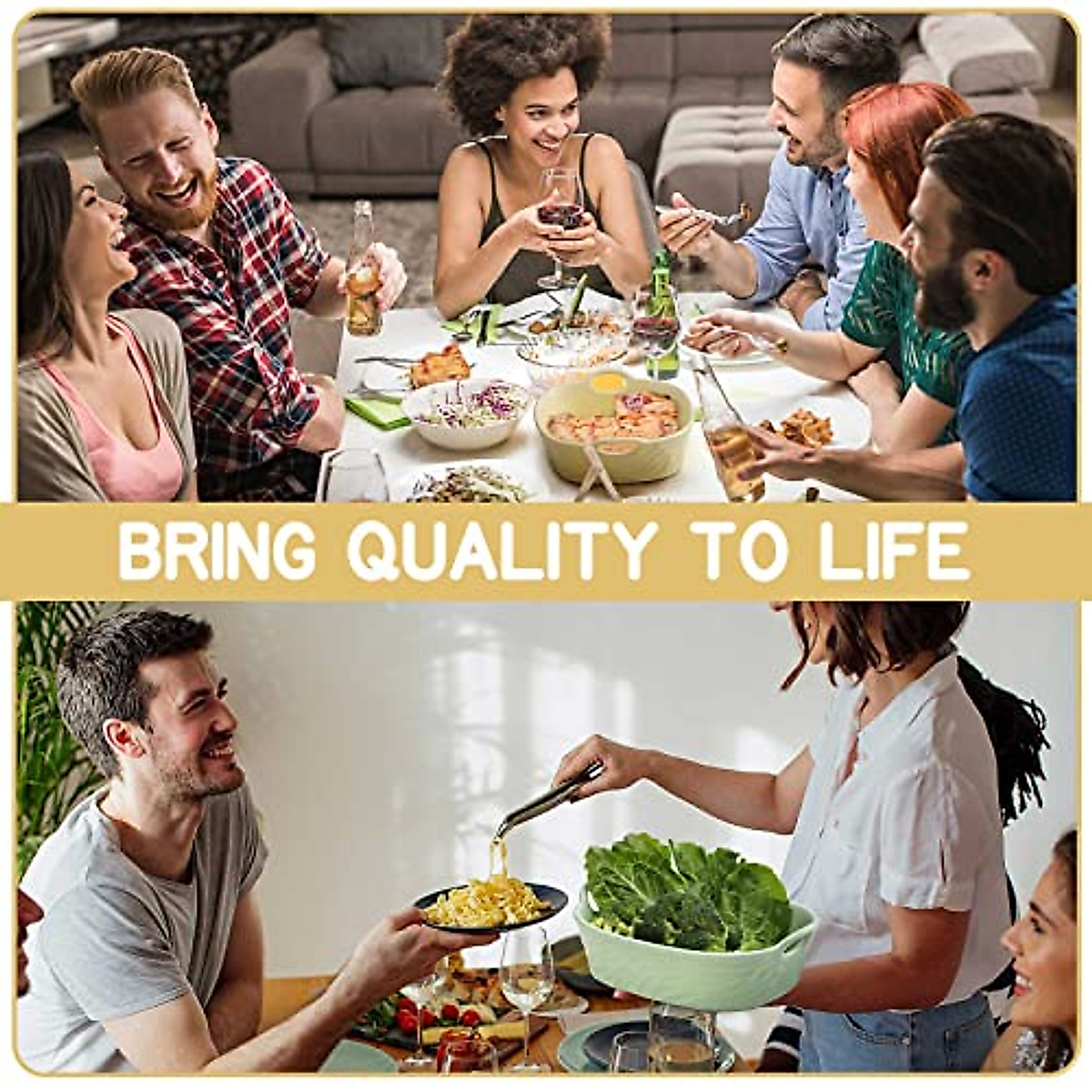 2-Pack Square Air Fryer Liners Reusable, 7.1 inch Ceramic Air Fryer Pan Square, Easy Cleaning Air Fryer Bowl 3 to 5 QT Air Fryer Accessaries (7.1 inch Square: Yellow+Green)