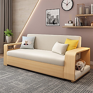 Can be Given as a giftSofa Bed Couch Sofa Sleeper Modern Futon Sofas Sets Fold Up and Down Linen Fabric Recliner Couch for Living/Reception Room (Beige)