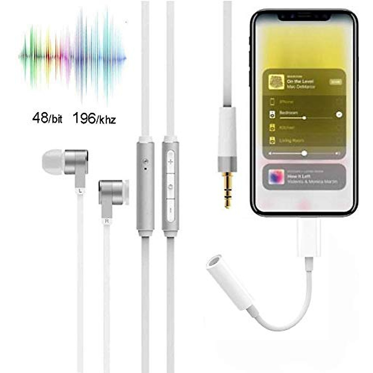 Lightning to 3.5mm Headphone Jack Adapter, Apple MFi Certified Digital Hi-Fi Audio Earphone Connector for iPhone 12/12 Pro Max 11 Pro/XS/XR/X/8 7 SE, iPad Pro Mini, Support iOS 10~14.4 and Later