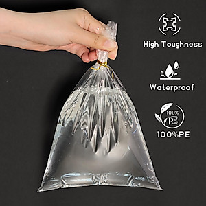WIKDAY Cellophane Bags 100 PCS 6x10 Inches Clear Gift Gags with Ties Plastic Treat Party Favor Candy Bags for Gift Giving, Packaging Snack, Products