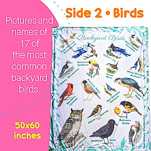 Birdy Boutique - Double Sided Learning Blanket® - Yoga and Game - Cozy Soft Minky - Great for Early Readers, Homeschoolers, PreK, Kindergarten - 50" X 60"