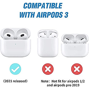 Valkit Compatible Airpods 3rd Generation Case with Lock Clip, Carbon Fiber Hard Shell AirPods 3 Case Cover with Keychain for Men Women Cool Shockproof Protective Case for Air Pods 3rd Gen, Black