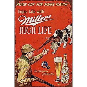 New Tin Sign 1958 Miller Beer and Pheasant Hunting Aluminum Metal Sign 8x12 Inches