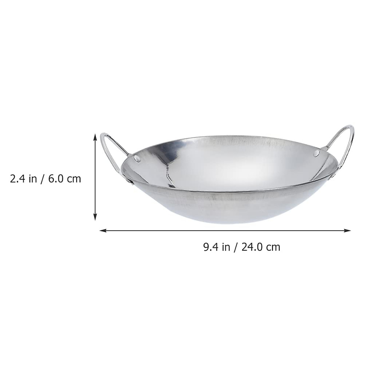Operitacx Stainless Steel Woks Stir Fry Pans Non-stick Frying Pan Flat Bottom Chinese Wok Hot Pot with Double Handle Kitchen Cookware for Induction Gas Stove 8in