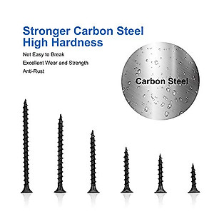 WELLOCKS Drywall Screws 230 Pcs #6×5/8" to 2-1/2" Wood Screws Assortment Kit Self Tapping Black Coating Bugle Head Coarse Phillips Sharp Point Fast Drilling for Wood Drywall Sheetrock (D158)