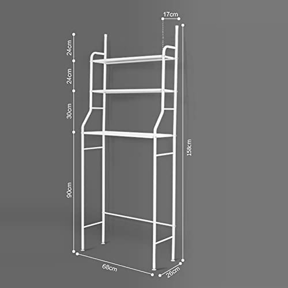 Yargole 3-Tier Laundry Room Shelf Over Washing Machine Storage Utility Rack,Above Toilet Washer Dryer Stand Storage,Adjustable Bathroom Organization Space Saving Shelving Units