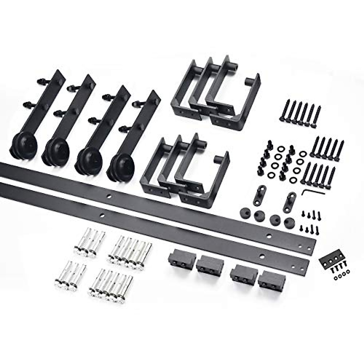 DIYHD 10FT Black Ceiling Mount Double Sliding Barn Door Hardware Rolling Barn Door Track Indoor Running Heavy Duty Rail