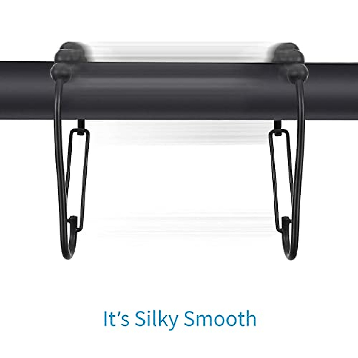 Black Shower Curtain Hooks Rings, Rust Proof Shower Curtain Rings for Bathroom, ZESLMG Decorative Shower Hooks Hangers for Shower Curtain Rod,Set of 12