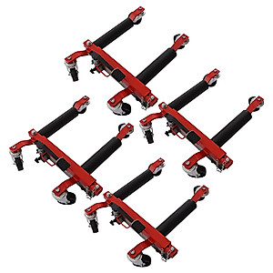 Pack of 4 Premium Skates Wheel Car Dolly Repair Slide,Wheel Dolly Car Skates,Vehicle Car Moving Dolly,Heavy Duty 4 Tire Wheel Dolly Car Stakes,1500LBS,Black Red