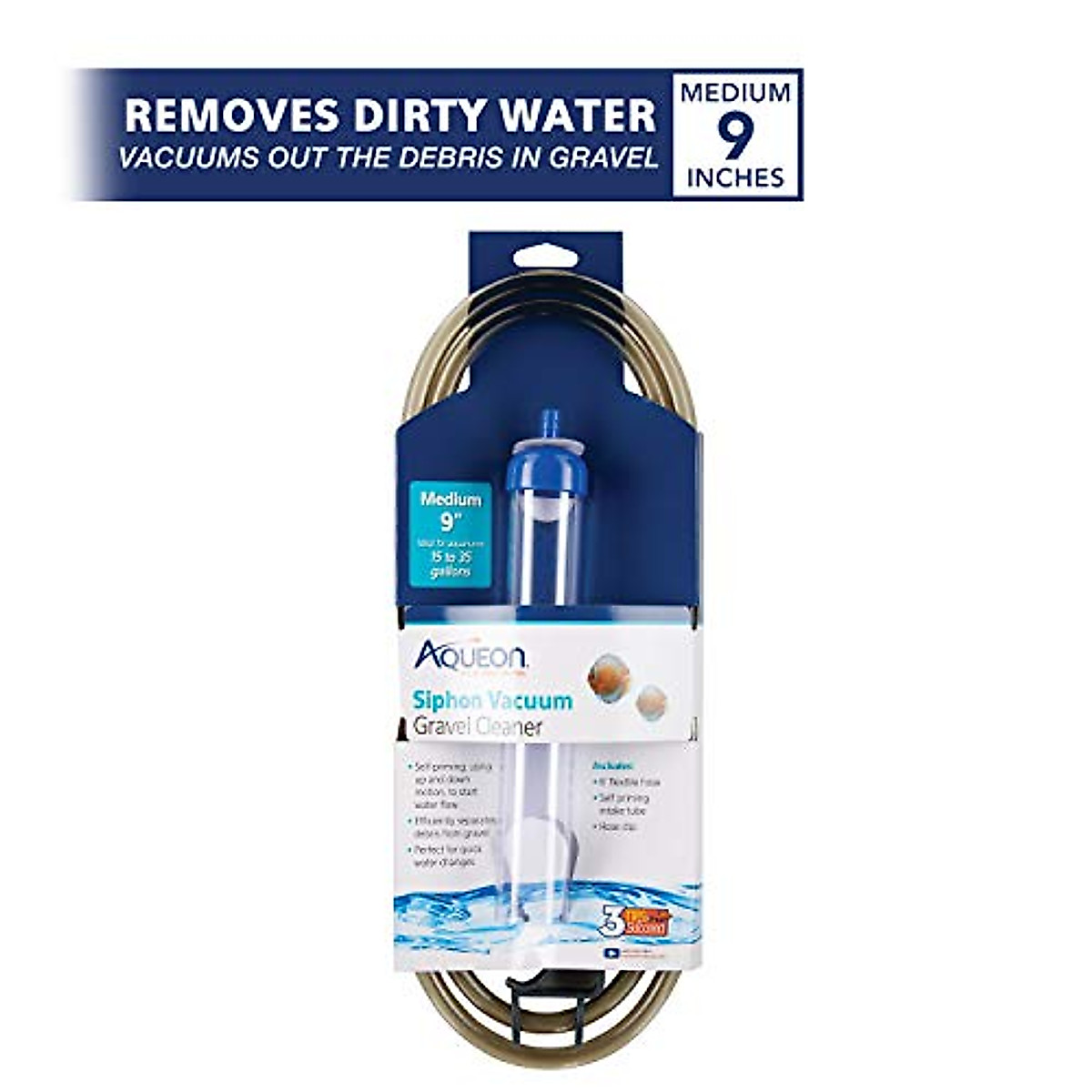 Aqueon Aquarium Siphon Vacuum Gravel Cleaner Medium - 9 Inches