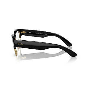 Ray-Ban Unisex Sunglasses Black On Gold Frame, Clear/Blue Lenses, 50MM