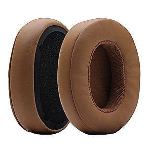 Poyatu Replacement Earpads for Skullcandy Crusher/ANC/EVO Bluetooth Wireless Hesh 3 & EVO & ANC Headphones Gray/Tan Memory Foam Ear Cushions Earbuds Ear Pads Repair Parts Brown