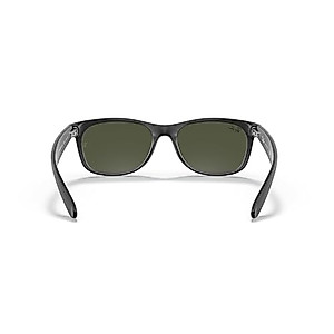Ray-Ban RB2132 New Wayfarer Square Sunglasses, Rubber Black/G-15 Green, 58 mm