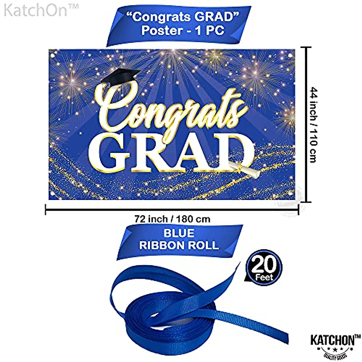 XtraLarge, Congrats Grad Banner 2023-72x44 Inch | Graduation Banner for Class of 2023 Decorations | Congratulations Banner, Blue Graduation Party Decorations 2023 | Graduation Decorations 2023
