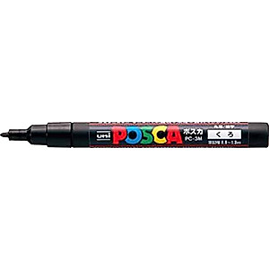 5 X Uni Posca Aqueous fine PC-3M Black