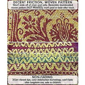 CaptainRay Bohemian Tribal Throws Blankets Reversible Colorful Red Blue Boho Hippie Chenille Jacquard Fabric Throw Covers Large Couch Furniture Sofa Chair Loveseat Recliner Oversized (Red, S:75X60)