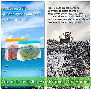 12 Pcs Reusable Storage Bags, Reusable Food Storage Bags, Reusable Freezer Bags Food Container, Stand Up Extra Thick Leakproof Reusable food Bags(Gallon Bags+Sandwich Bags+Snack Bags)