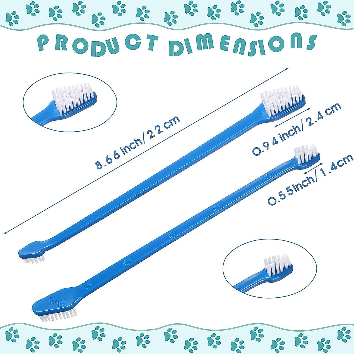 Gerrii 200 Pcs Dog Toothbrush Double Headed Dog Pet Toothbrush Long Handle Dog Tooth Brushing Kit Soft Bristles Pet Toothbrush for Dogs Cat and Most Pets Teeth Cleaning Dental Oral(Blue)