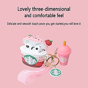 Airpod 3 Generation Case, (2022) New Type Drink Cup Cute Funny Skin, Shockproof Protection Kawaii Soft Silicone Keychain Airpod Cover for Airpod 3 Case (Strawberry Pink)