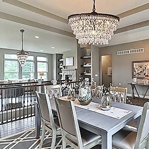 Wellmet Crystal Chandeliers, Farmhouse Tiers Crystals Light, Modern Hanging Pendant Lighting Ceiling Fixture for Foyer, Bathroom, Dinig Living Room, Kitchen Island