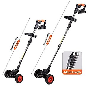 Weed Wacker Cordless Weed Eater,3-in-1 Lightweight Push Grass String Trimmer Edger,21V Li-Ion Battery Powered,3 Lawn Tools with Lightweight Wheeled for Home Garden Yard Mowing（Black）