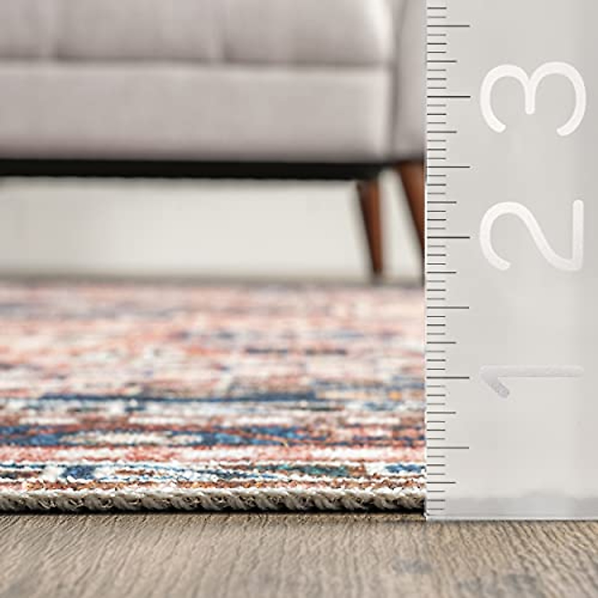 nuLOOM Nevaeh Machine Washable Bohemian Medallion Area Rug, 6' x 9', Blue