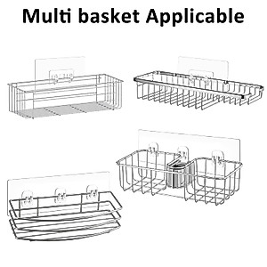 Qianyu 6 Pack Shower Caddy Adhesive Replacement Strips Strong Adhesive No Drilling Transparent Waterproof Wall Hooks for Soap Holder Kitchen Racks Bathroom Corner Shelves Storage