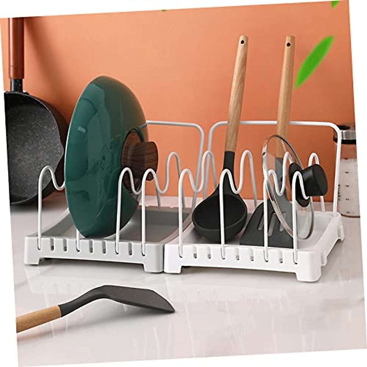 Alipis 2 Pcs Pan Storage Rack Cutting Board Holder Stand Dish Rack for Cabinet Tabletop Shelf Cabinet Shelves Pan Lid Organizer Pantry Rack Tabletop Pot Lid Holder Kitchen Pot Lid Holder