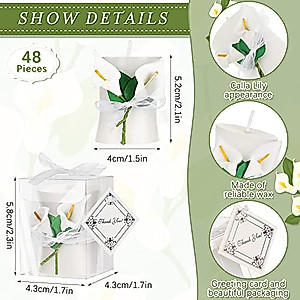 48 Pack Wedding Bridal Shower Favors Candles Wedding Calla Candles Calla Lily Style Candle Gift Boxed with Thanks Cards Return Gifts for Wedding Party Guests Keepsakes