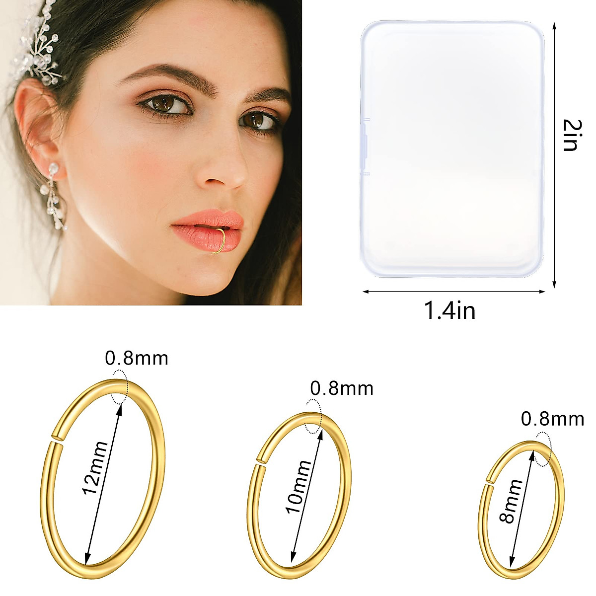 ONESING 29 PCS Gold Nose Rings for Women 20g Nose Piercings with Nose Rings Hoops L shaped Nose Screw Surgical Stainless Steel Nose Studs CZ Heart Star Hypoallergenic Nostril Nose Piercing Jewelry