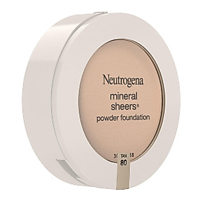 Neutrogena Mineral Sheers Compact Powder Foundation, Lightweight & Oil-Free Mineral Foundation, Fragrance-Free, Tan 80,.34 oz (Pack of 2)