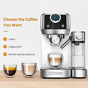 MAttinata Cappuccino Machine and Espresso Machine, 20 Bar Stainless Steel Latte Maker and Espresso Machine for Home with Automatic Milk Frothing System