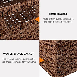 BESPORTBLE Rattan Storage Basket Water Hyacinth Storage Baskets Rectangular Wicker Baskets with Built- in Handles Natural Wicker Storage Basket Bins for Home Organization Coffee Shelf Organizer