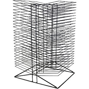 Drying & Print Racks, Back-to-Back 24-Shelf Drying Rack with 48 Wire Shelves for Mobile Classrooms Art Studios and Home Use