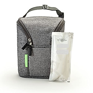 Ethan & Emma Baby Bottle Bag | Grey, Insulated, Baby Bottle Holder W/Extra Storage | Easy To Carry, Clean, Open & Attach | Perfect Travel Accessory To Keep Cold Or Warm, Baby Food, Bottles