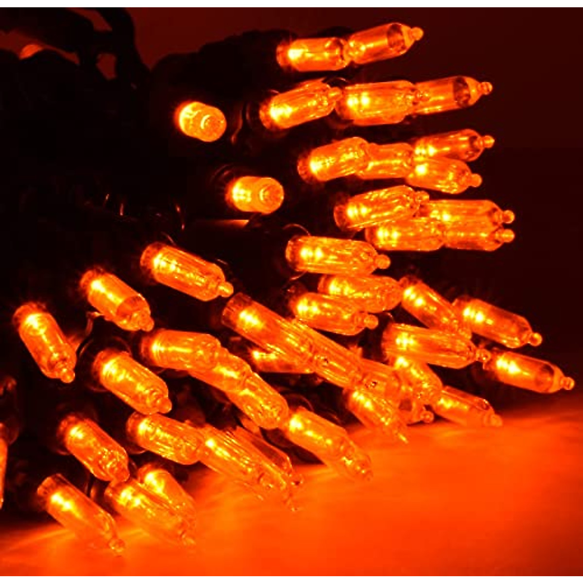 Orange LED Halloween String Lights 100 Outdoor Indoor Mini Christmas Tree Lights Set 26.9 Ft Black Wire Halloween Harvest Fall Lighting Holiday Décor Decorations