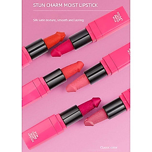 Rngduo Mushroom Head Lipstick For Women&Girls Velvet Matte High Pigmented Lustrous Lipcolor Lip Glosses Lip Liner Makeup