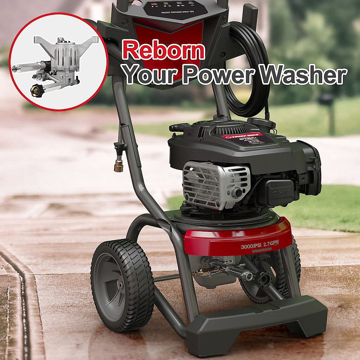 YAMATIC 7/8" Shaft Vertical Pressure Washer Pump, 2200-2500 PSI @2.2 GPM Replacement Pump for Troybilt, Briggs&Stratton, AR srmw2.2g26, srmw2.2g24, Honda gcv160 Front Inlet/Outlet