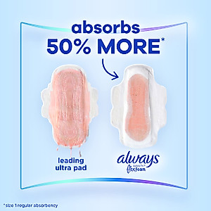 Always Infinity Feminine Pads for Women, Size 2 Heavy Flow Absorbency,with Flexfoam, with Wings, Unscented, 32 Count