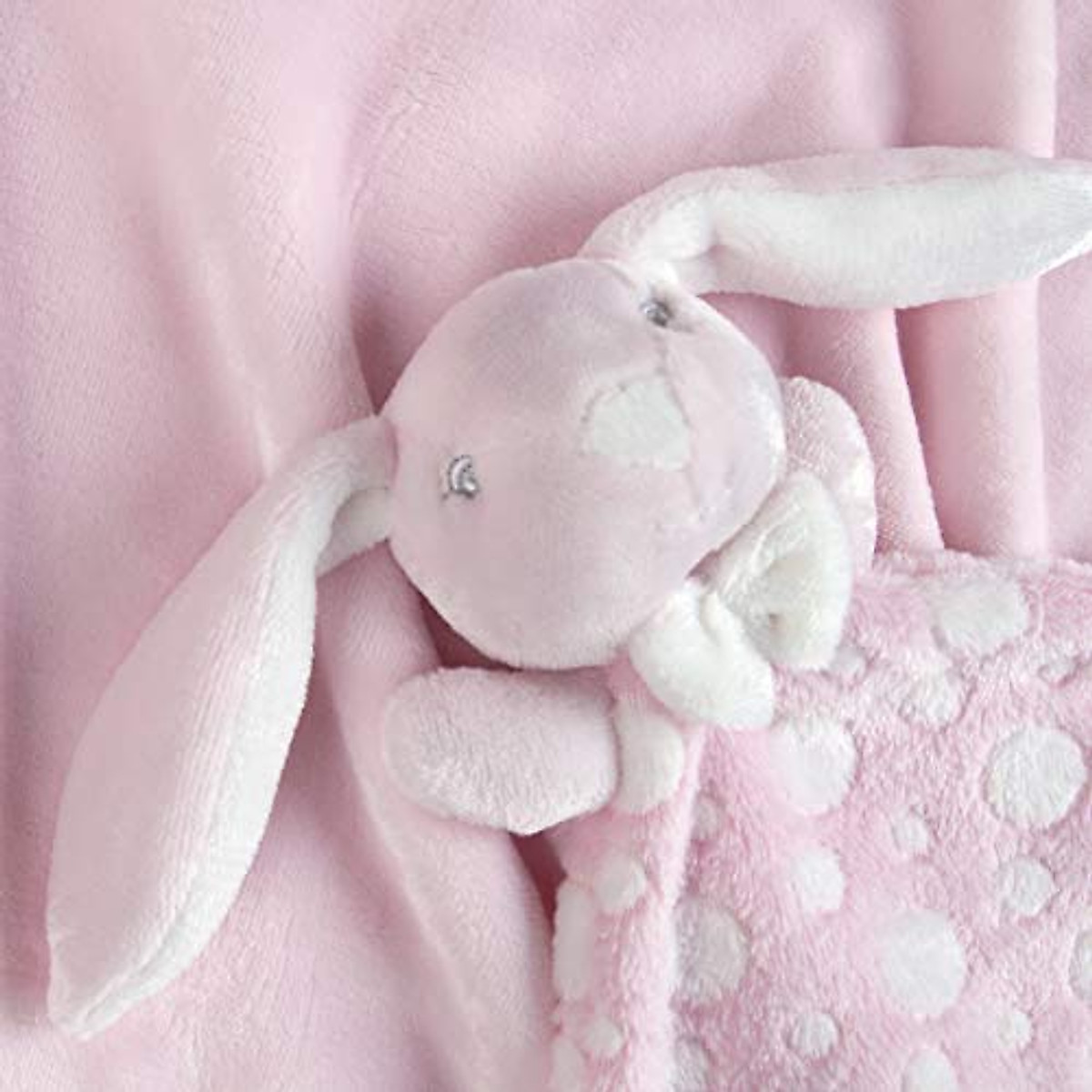Tadpoles Plush Comfort Baby Security Blanket & Lovie 2PC Set, Pink Bubbles & Bunny Best Friend