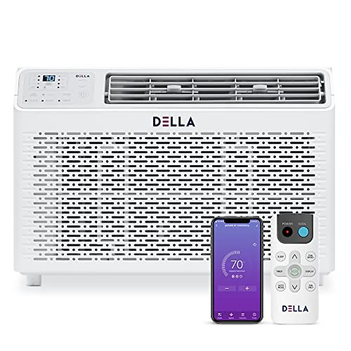 DELLA 8000 BTU 115V/60Hz Energy Saving Window Air Conditioner, Whisper Quiet AC Unit with WIFI Smart Controls, Remote, Dehumidifier, Fan, Cools Up to 350 Sq. Ft.