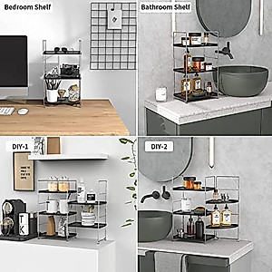 kaileyouxiangongsi 3-Tier Bathroom Countertop Organizer -Makeup Organizer -Corner Storage Shelf- Kitchen Spice Rack Standing Shelf-Great for Vanity, Bathroom, Bedroom, Kitchen (Silver&Black)