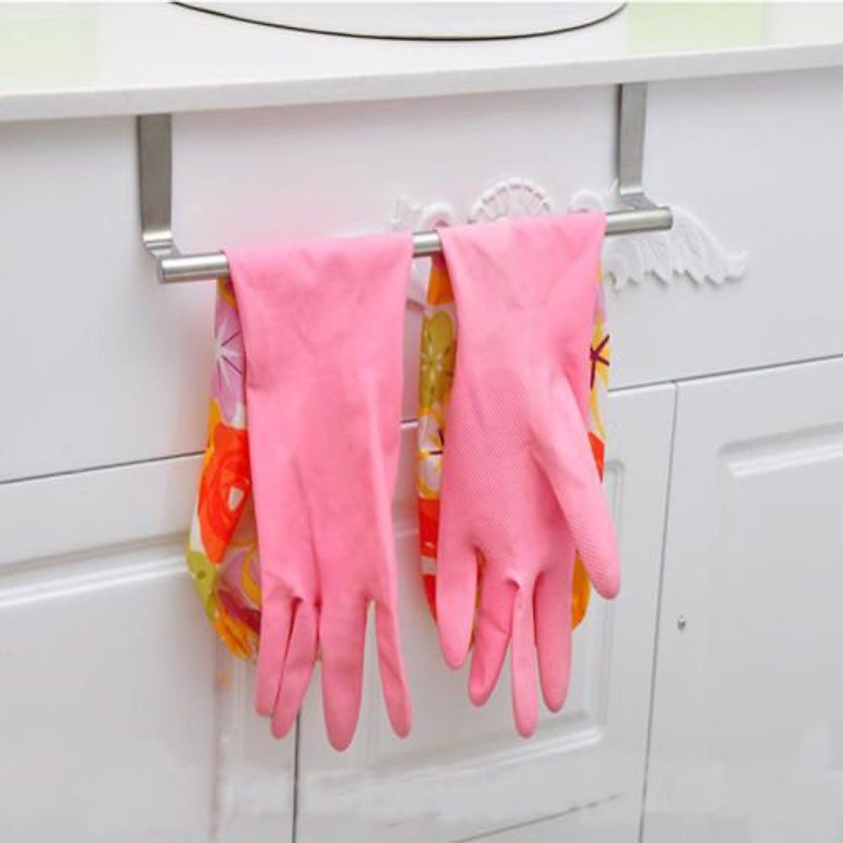 Fangfang Over-The-Cabinet Towel Bar,Brushed Stainless Steel Kitchen Cupboard Dish Towel Bar Holder