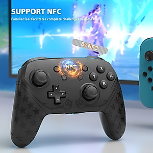 YCCTEAM Wireless Pro Controller Compatible with Switch/Switch Lite/Switch oled, Remote Gamepad Joystick with NFC, Double Vibration and Wake up Function