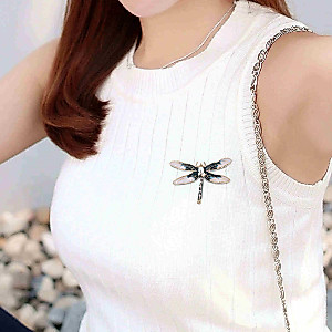 MEEDOZ Women’s Set of 6pcs Lovely Crystal Rhinestone Enamel Dragonfly Lapel Brooch Pin Set for Party Gift Jewelry Accessories