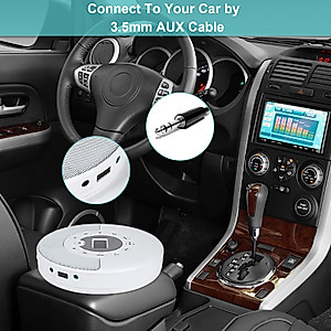 CD Player Portable with Bluetooth - Rechargeable Personal CD Player with Stereo Speakers,Anti-Skip Walkman CD Music Player for Car/Travel with Headphones and AUX Cable,Support CD USB AUX Input