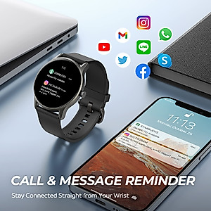 SoundPEATS Smart Watch Fitness Tracker with Blood Oxygen and Heart Rate Monitor Sleep Tracker, Smartwatch for iPhone Android Phones with Call/SMS/App Notification