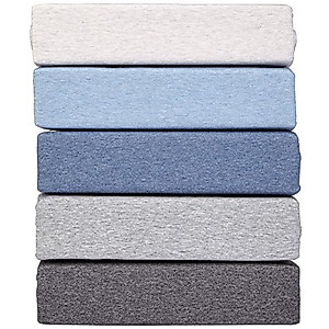 AmazonBasics - Spannbetttuch, melierter Jersey-Stoff, Dunkelgrau - 180 x 200 x 30 cm